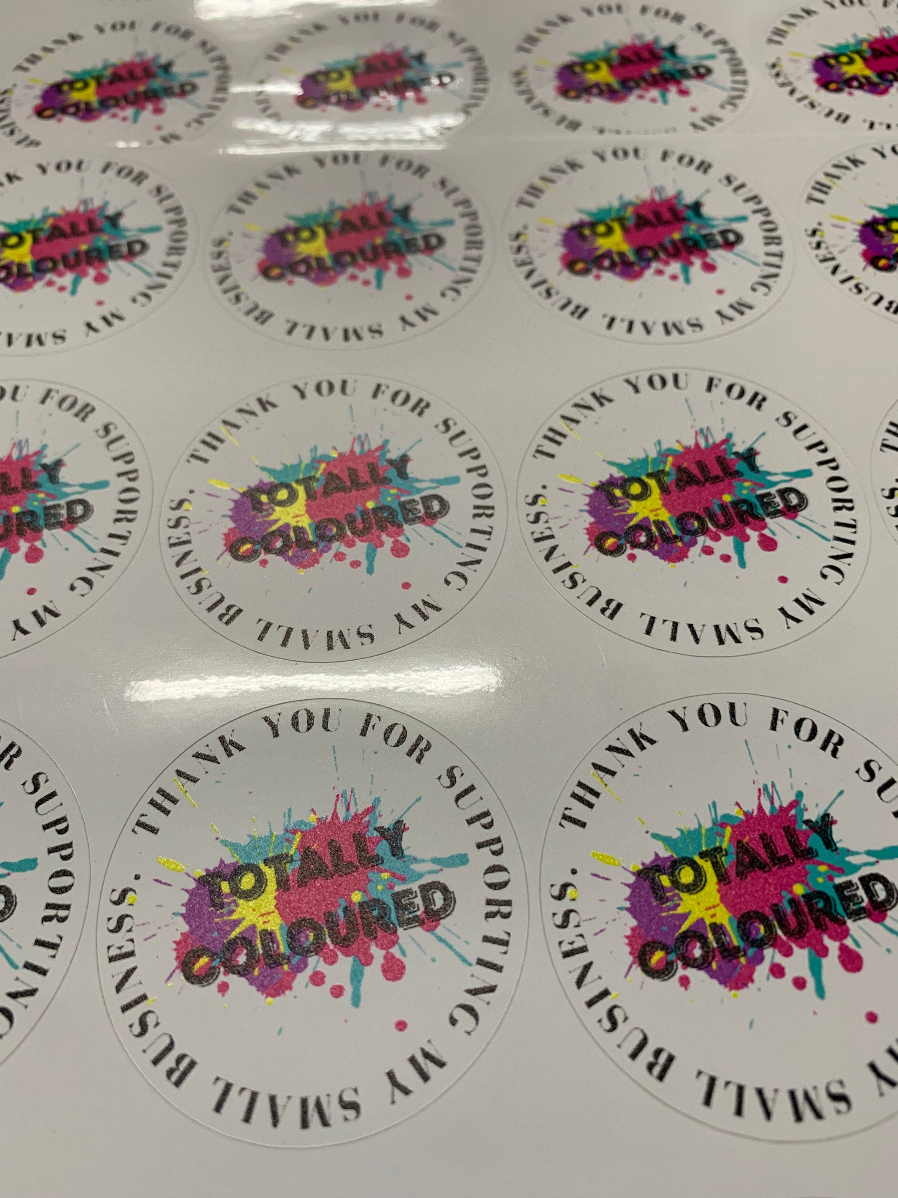 5cm Round Logo sticker sheet | Totally Coloured