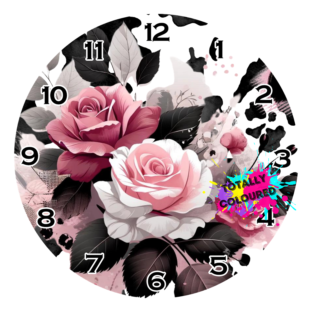 Pink Rose Clock face | Totally Coloured