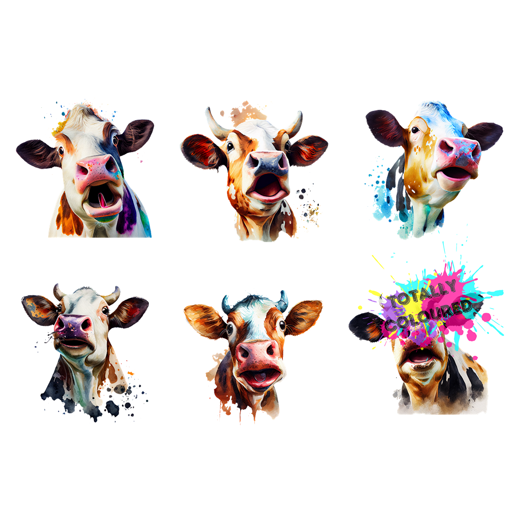 Funny Cows sticky sheet | Totally Coloured