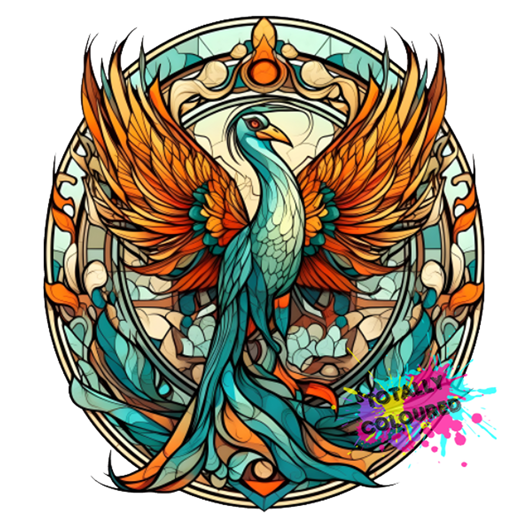 Holographic Stained Glass Phoenix | Totally Coloured