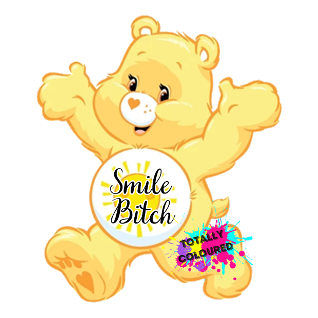 Swear bear Smile Bitch key ring decal | Totally Coloured