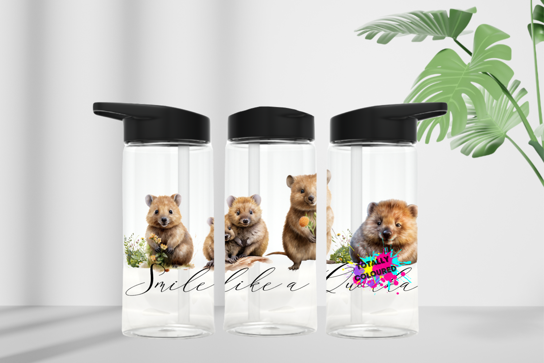 Smile like a quokka 10oz drink bottle | Totally Coloured