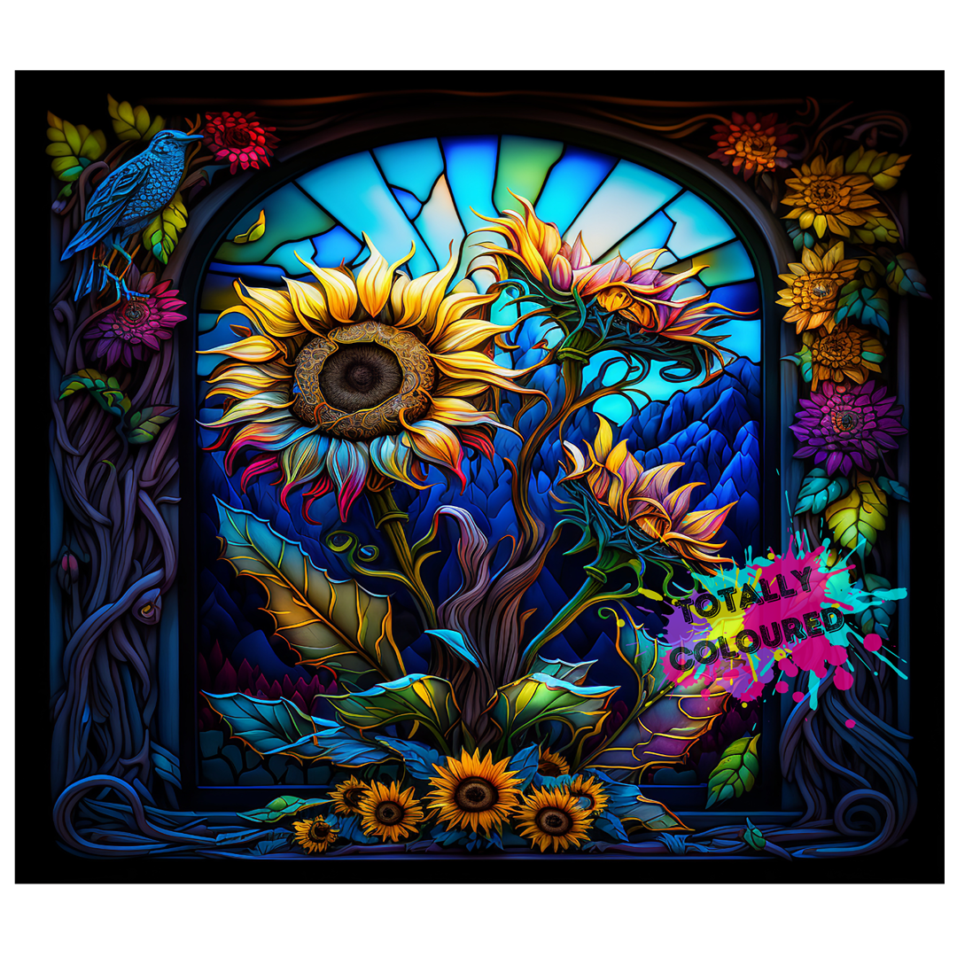 Holographic Sunflower Stained Glass Wrap Totally Coloured